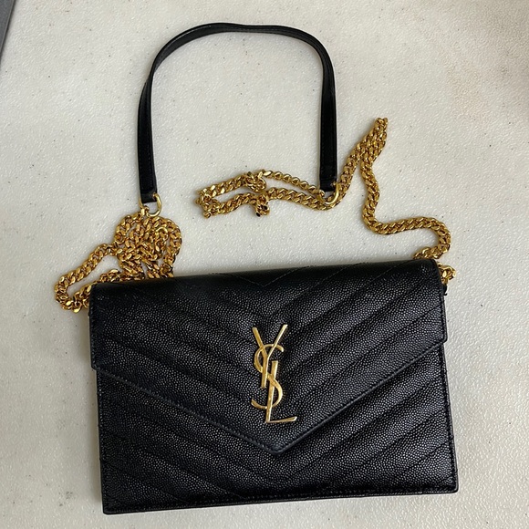 Yves Saint Laurent | Bags | Ysl Saint Laurent Wallet On Chain Black ...